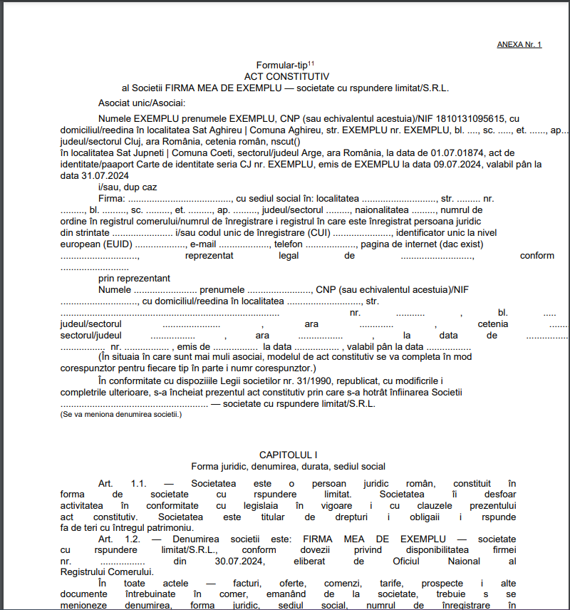 How to register a company for free through MyPortal.ONRC.ro